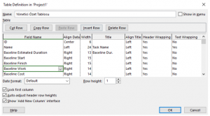 Ms Project'de View ve Table Ayarları | Mantis PM